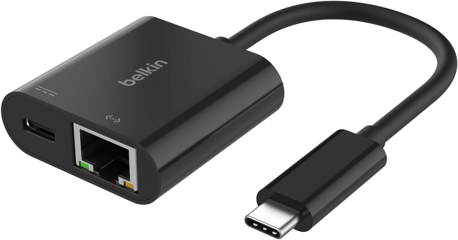 Переходник Belkin USB-C to Ethernet + Charge Adapter 100W 1000Mbps RJ45 для MacBook iPhone iPad (INC019btBK)