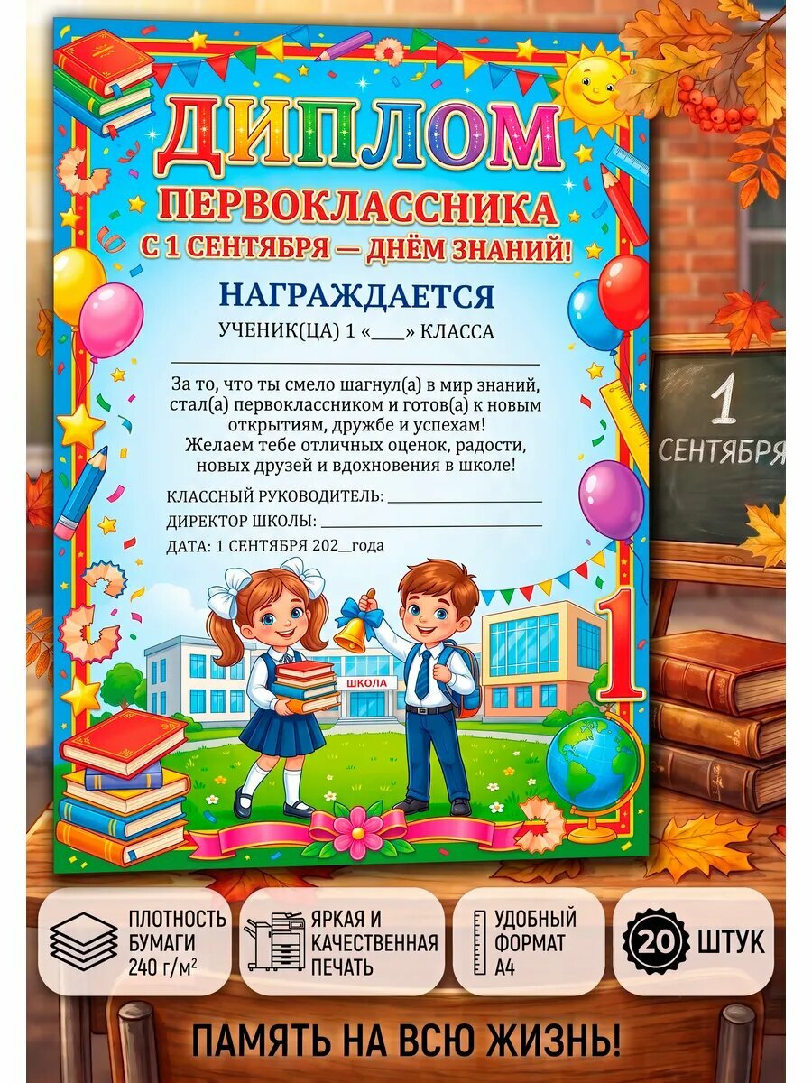 Диплом первоклассника на 1 сентября (20шт.)