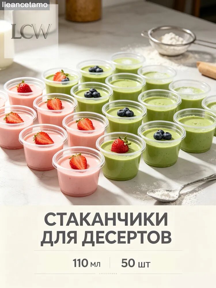 50 шт. контейнеров для мороженого, пластиковые миски, портативные стаканы мусса, йогурта с крышкой, пудинга, одноразовые.