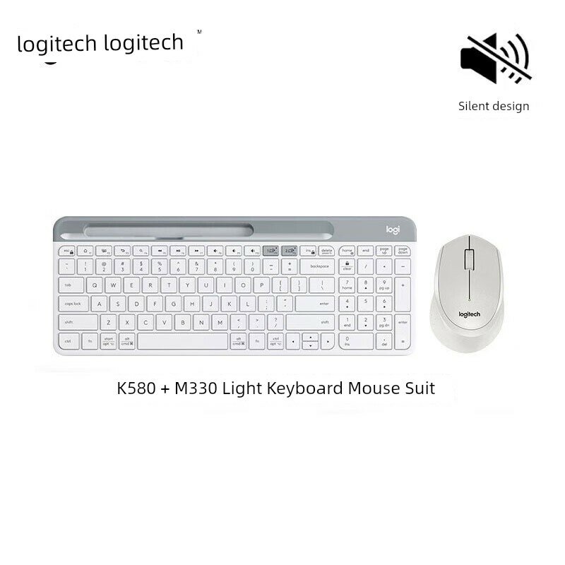 Logitech M330 и K580 беспроводная клавиатура и мышь с тихой работой розовый белый