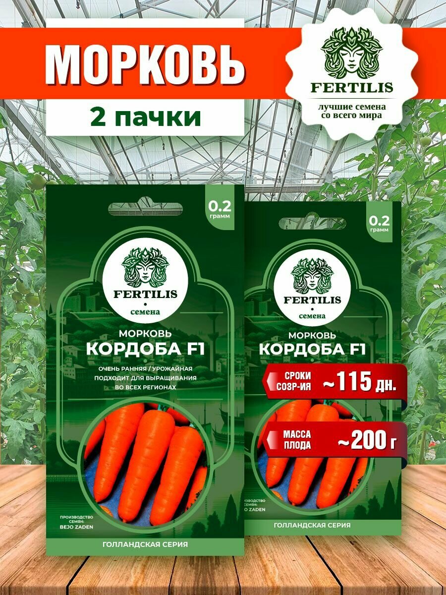 Семена урожайной моркови "Кордоба F1" от компании Fertilis (2 пачки)