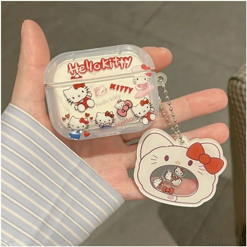 Чехол на наушники Apple AirPods 3, Чехол для наушников прозрачный, Хеллоу Китти Hello Kitty прозрачный кейс для беспроводных наушников с персонажем