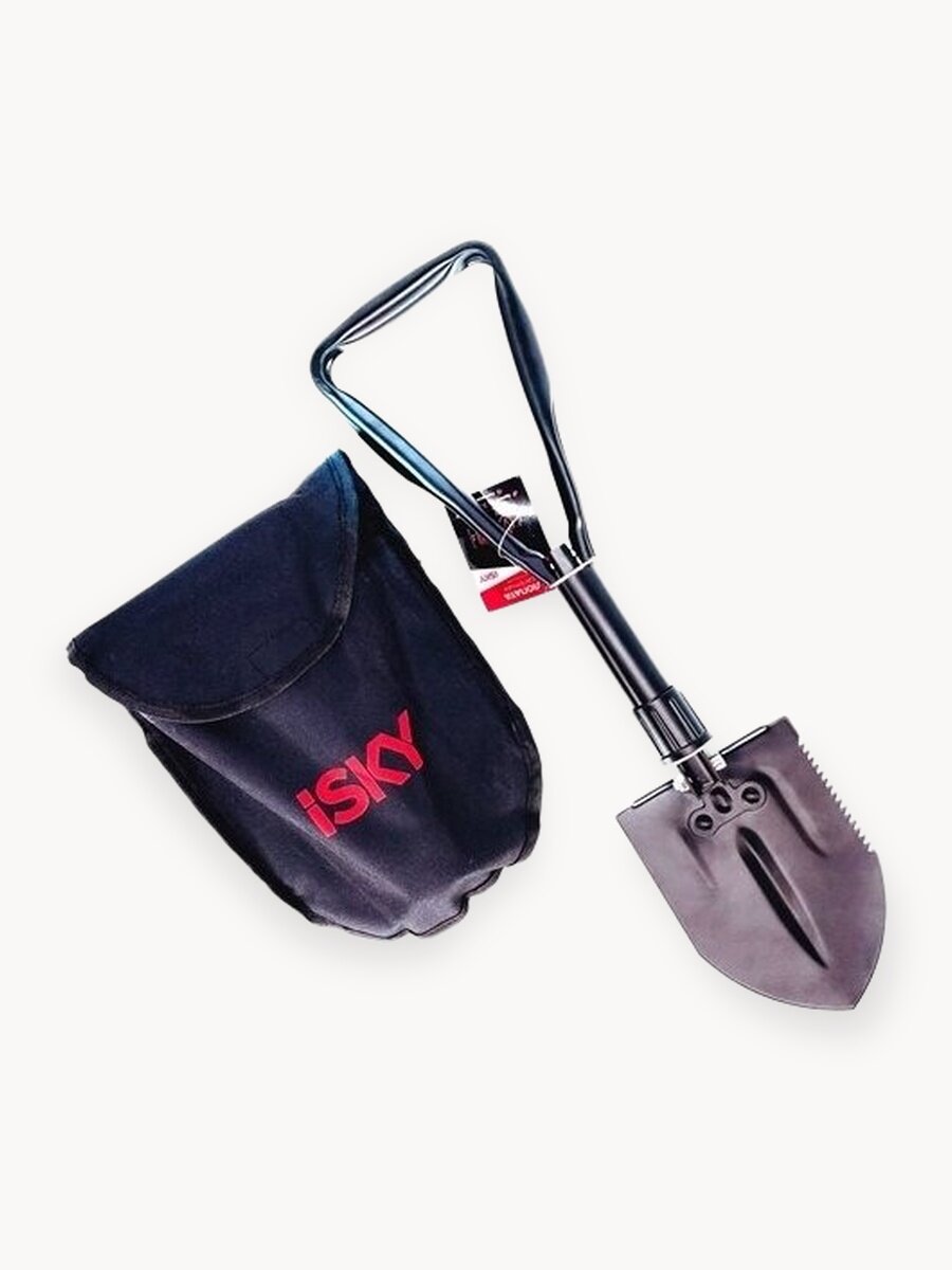 Лопата саперная iSky, металлическая, складная, черная, в чехле арт. iSUS-19