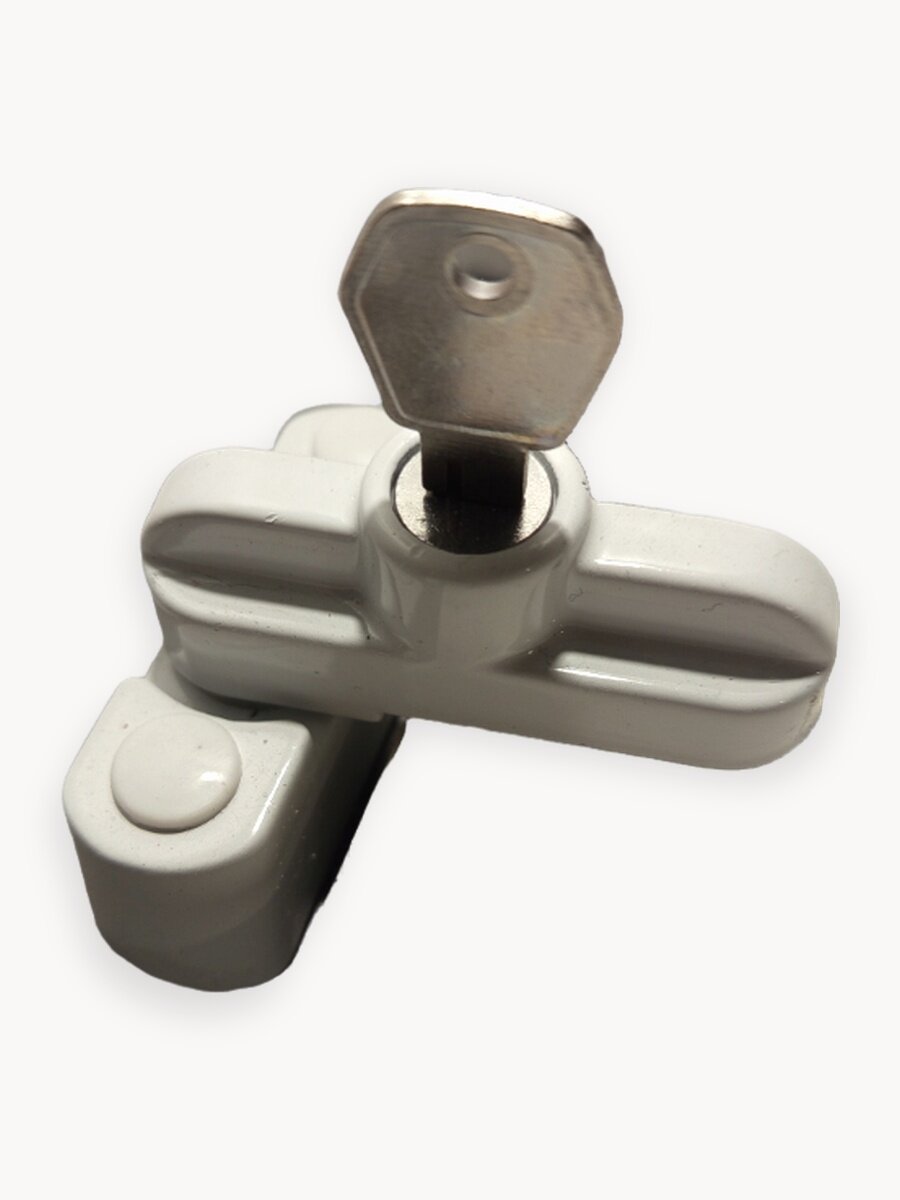 Замок на окно, поворотный, Ограничитель открывания, металл, цвет белый, 1 шт.