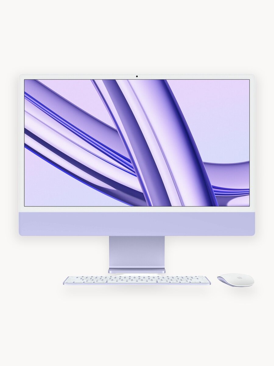 Моноблок Apple iMac 24" M3 4.5K Retina Display, 8C CPU, 10C GPU, 16GB RAM, 2TB SSD, Purple (фиолетовый) Русская клавиатура Z1A4000BQ