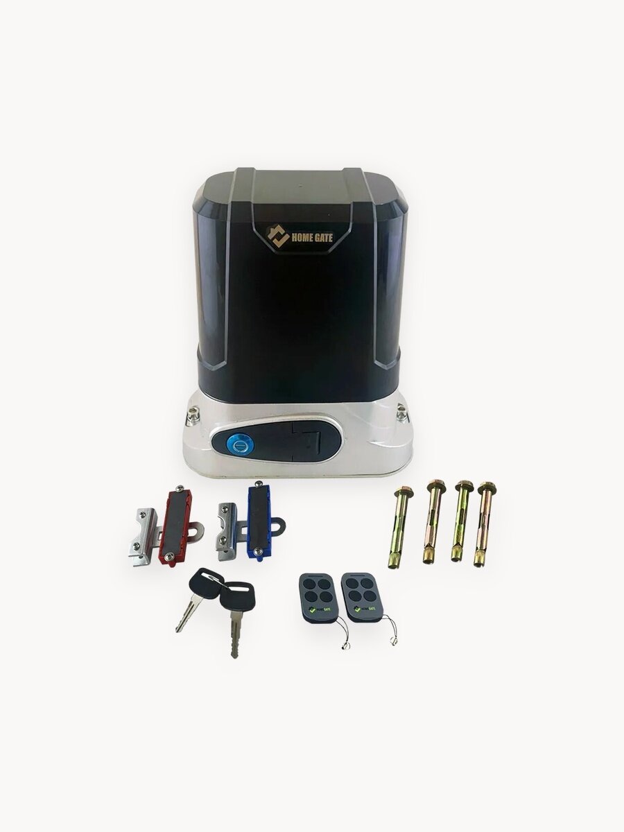 Комплект привод для откатных ворот HomeGate LTM800 + 5 зубчатых реек + фотоэлементы + сигнальная лампа