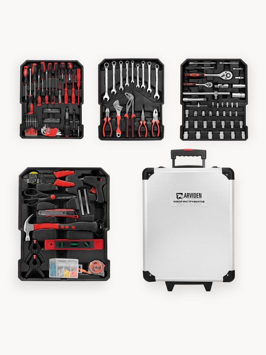 Набор инструментов ARVIDEN 187 предметов, в чемодане, с замком
