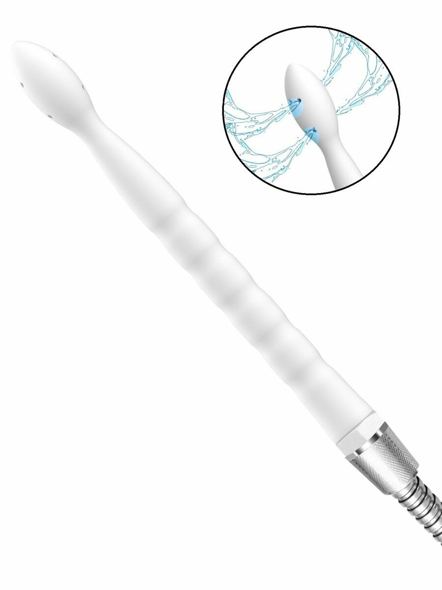 Силиконовая гибкая насадка для анального душа "WHITE SILICON INTIM DOUCHE" 24см
