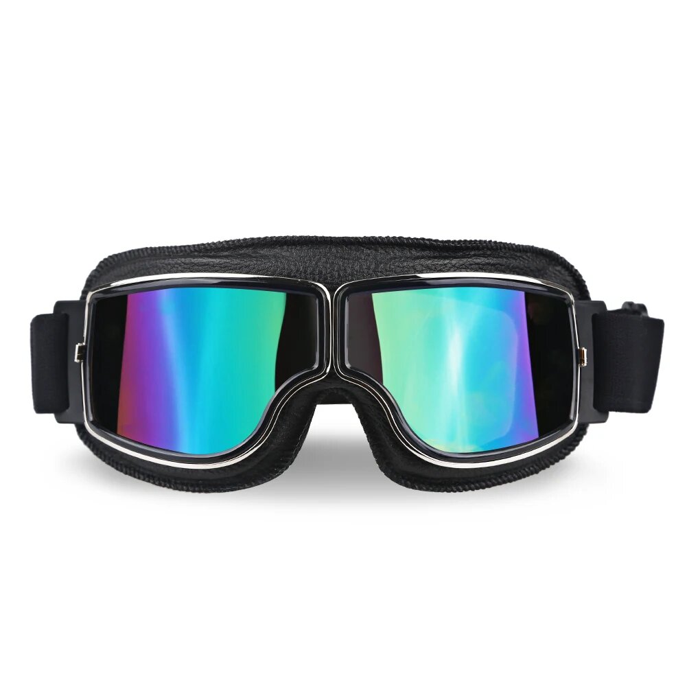 Универсальные винтажные очки, кожаные мотоциклетные очки, складные очки для крейсера, MULTI Lenses 2