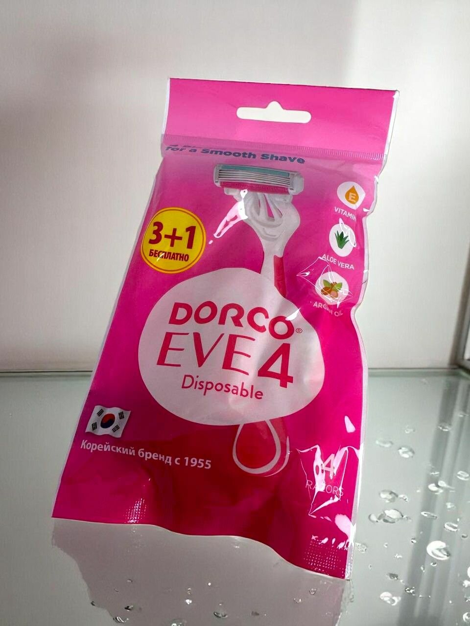 Одноразовые станки для бритья женские 4 лезвия, DORCO EVE 4 3 шт +1 шт в подарок; (4шт. в уп.)