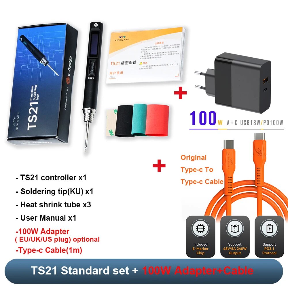 MINIWARE TS21 прецизионный паяльник 100 Вт Add 100W Adaptor set