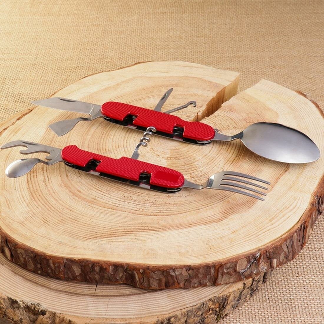 Набор туриста "Путешественник" 9 в 1, в чехле, металл, цвет красный