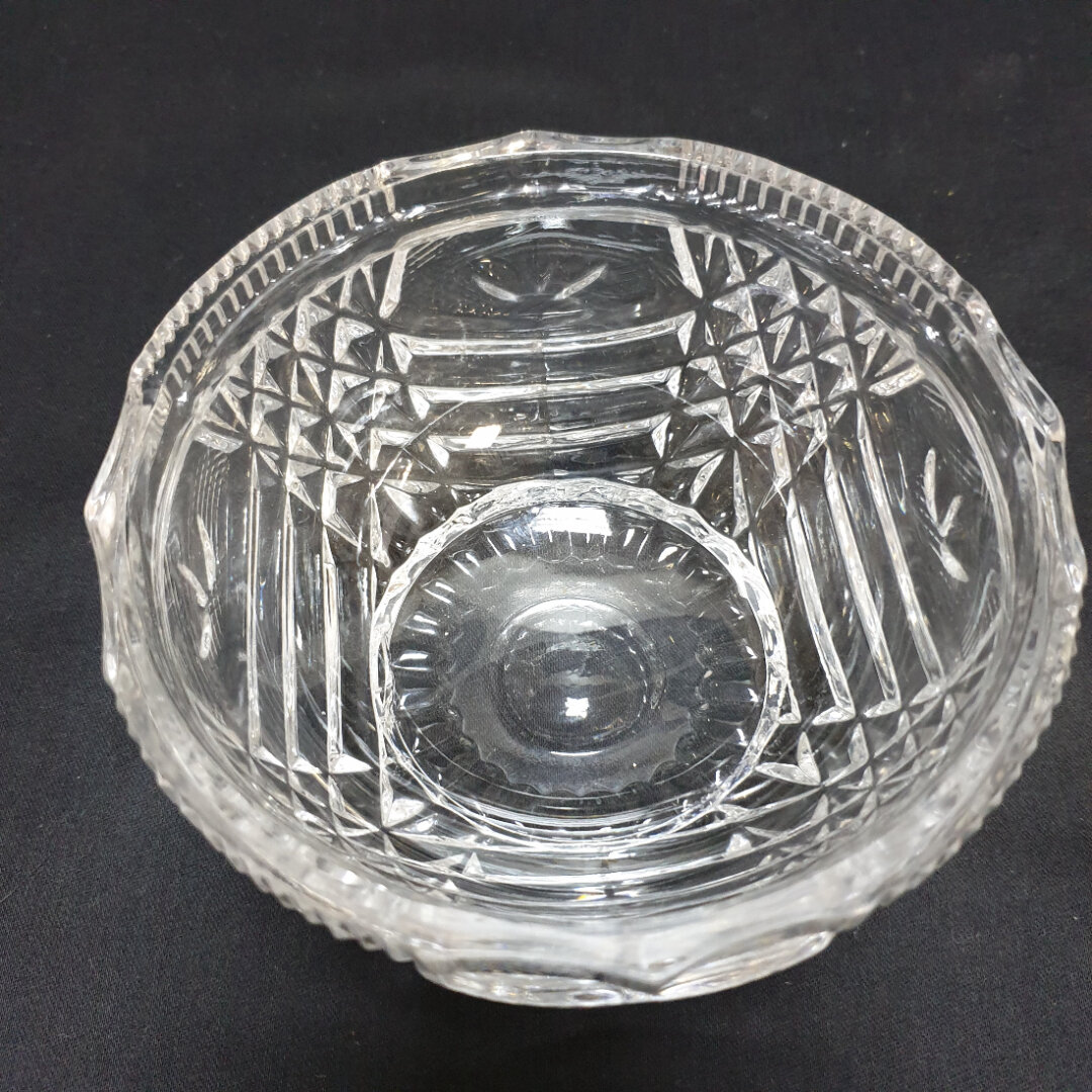 Конфетница, хрусталь, d 13 см, h 7 см, винтаж СССР