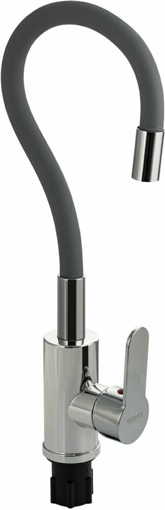 Смеситель для кухни, с алюм. основанием, с гиб. излив, хром