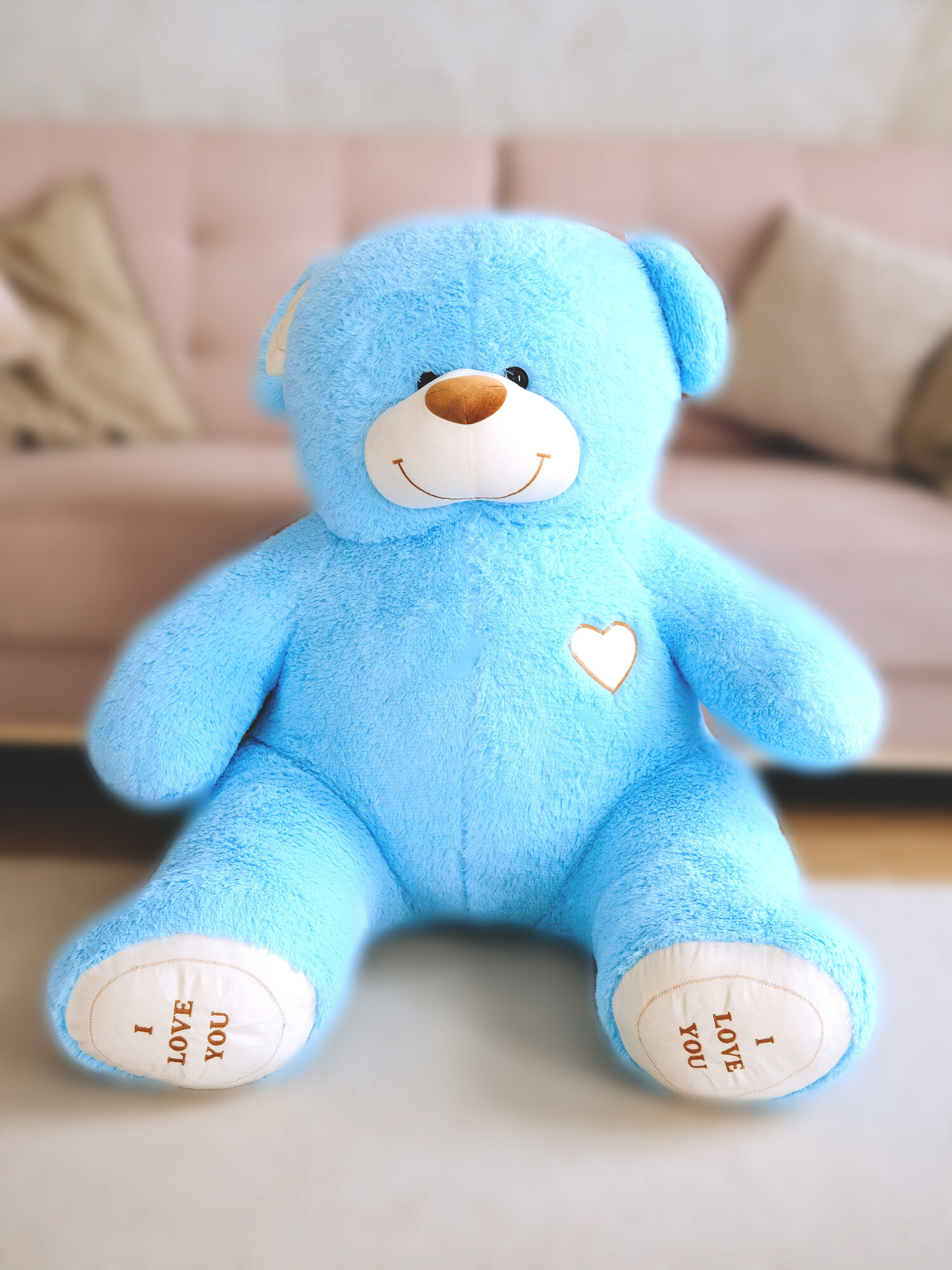 Большой плюшевый мишка I LOVE YOU 200 см мятный