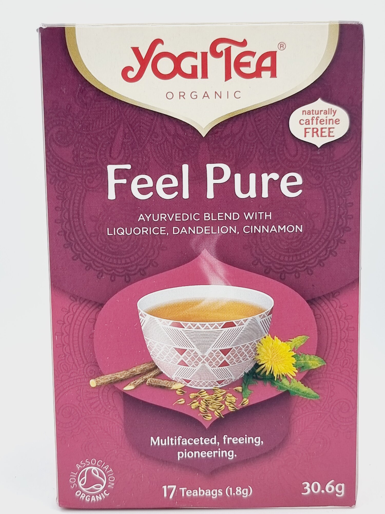 Чай травяной Yogi Tea Feel Pure, аюрведическая смесь с лакрицей, одуванчиком и корицей, 17 пакетиков, 30.6 г (Германия)