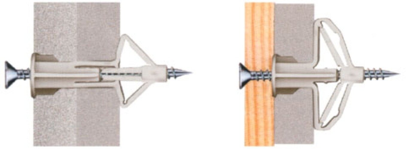 Дюбель MIXTON / Микстон бабочка для пустотелых конструкций, пластиковый, бежевый, 10×50мм, 10шт. / крепеж и фурнитура