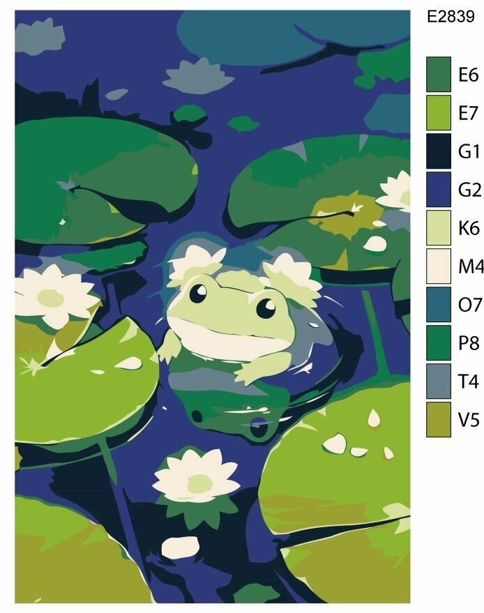 Детская картина по номерам E2839 "Лягушка в пруду" 20x30