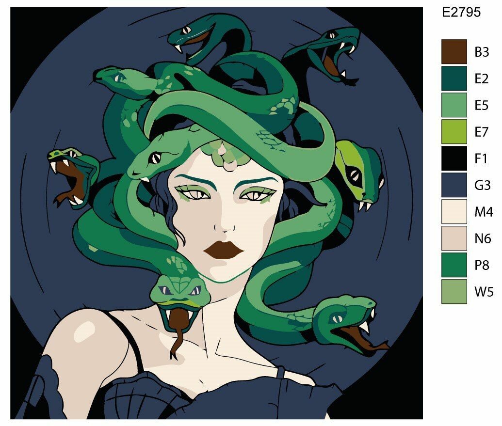 Детская картина по номерам E2795 "Медуза Горгона Арт" 30x30