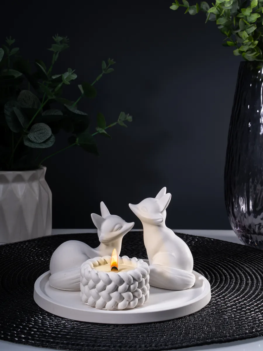 Статуэтка SHE.STYLE.Home.Emotions для интерьера и декора дома Лисички со свечкой