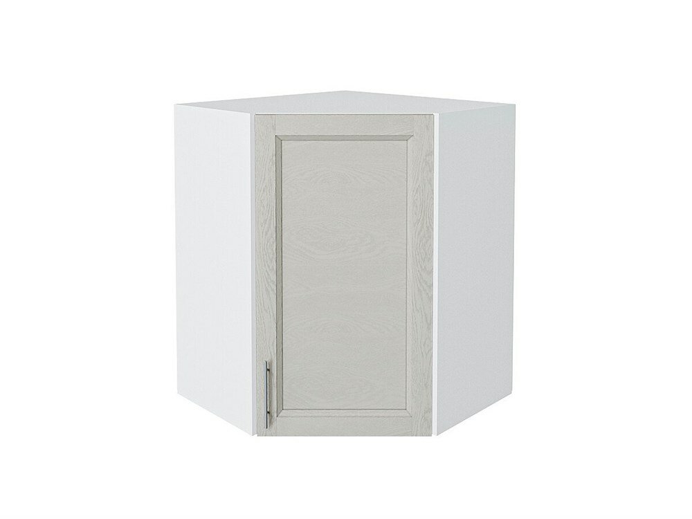 VVT Шкаф верхний угловой Сканди Белый, Cappuccino Softwood, 720 В*Ш*Г 716*600*600, фасад МДФ Cappuccino Softwood, корпус Белый Cappuccino Softwood