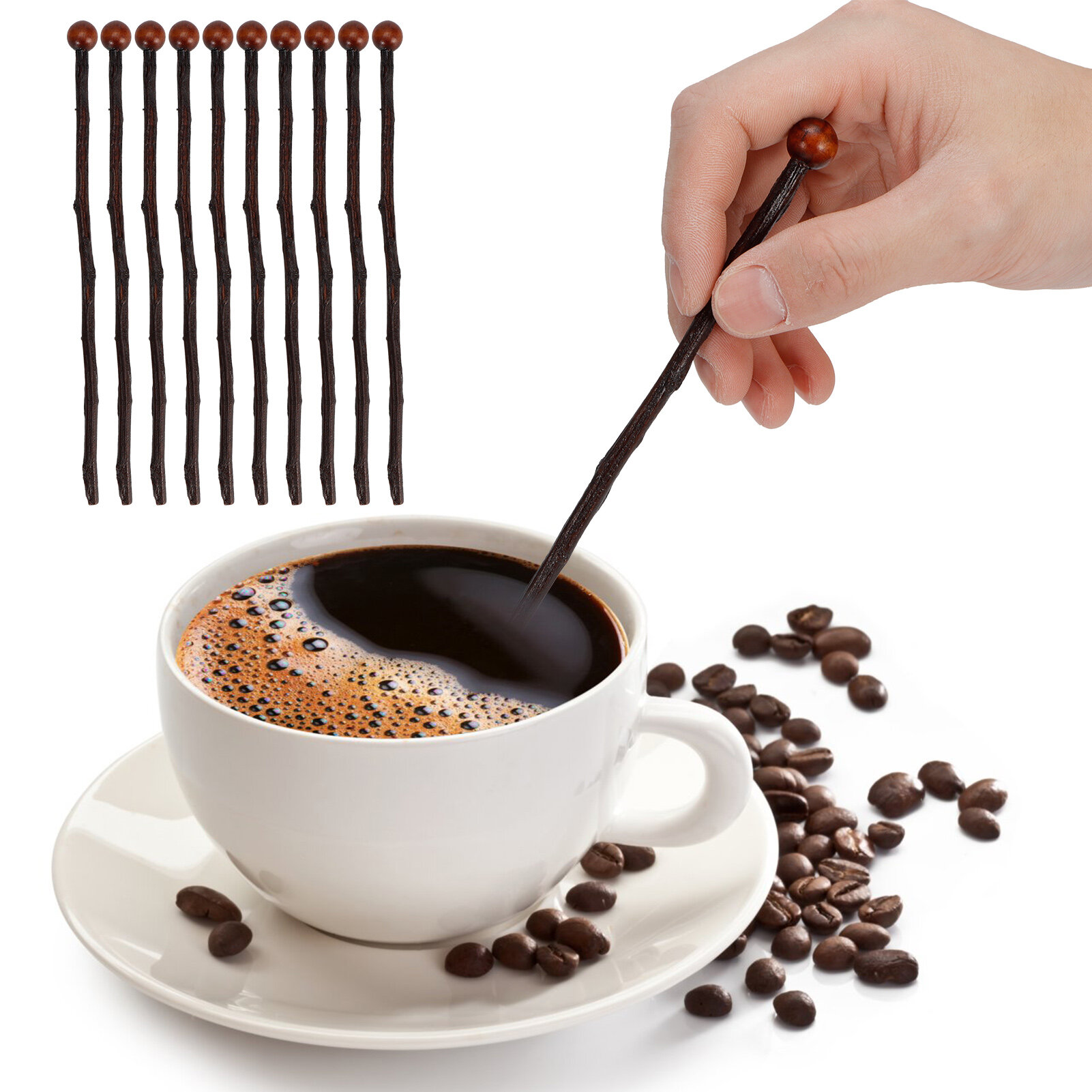 10 шт. многоразовые палочки для перемешивания кофе, деревянные мешалки, стержень для перемешивания молока, кофе, меда