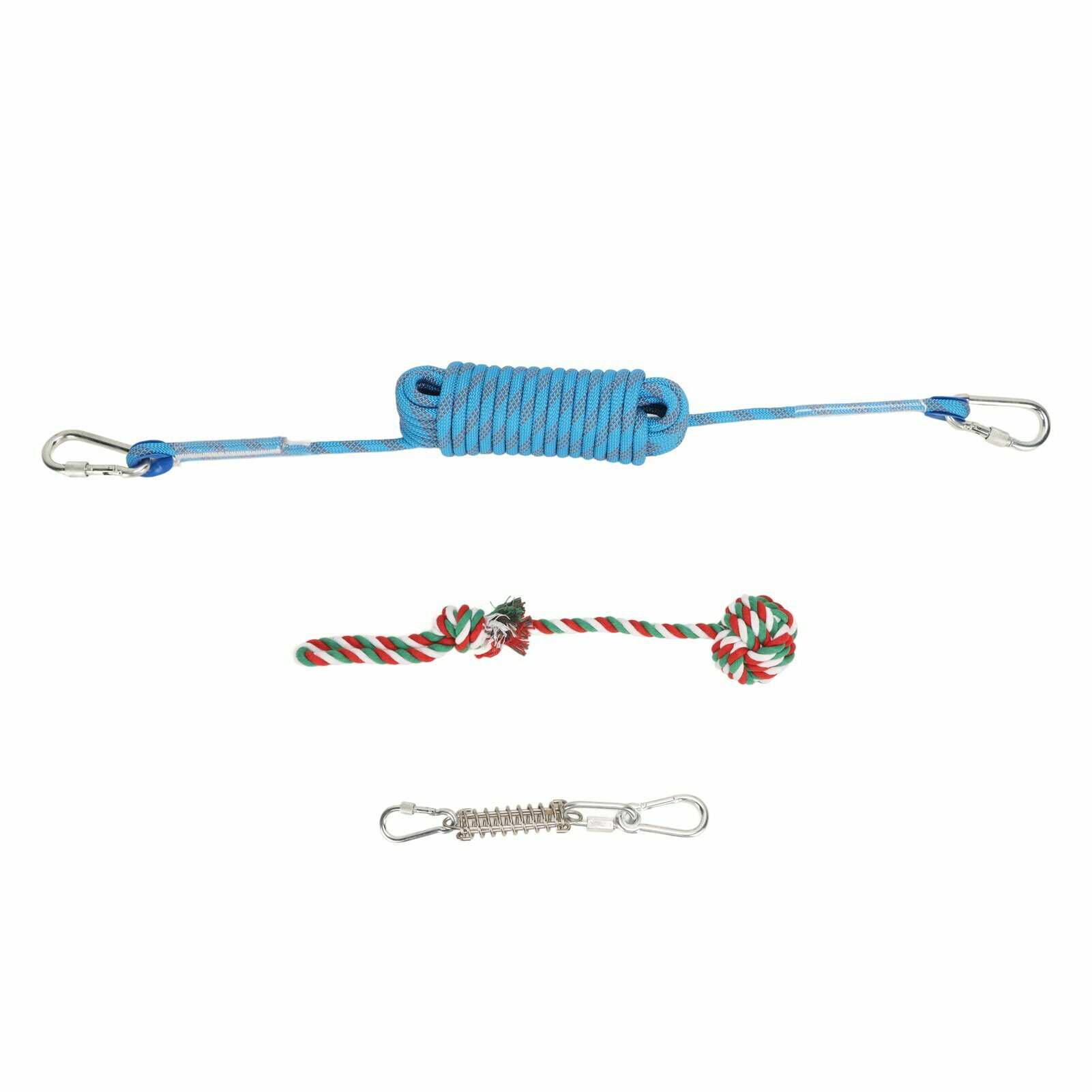 Пружинная веревка для собак, игрушки, 32,8 фута, нержавеющая сталь, регулируемая высота, сверхмощный наращиватель мышц, интерактивная игрушка-буксир