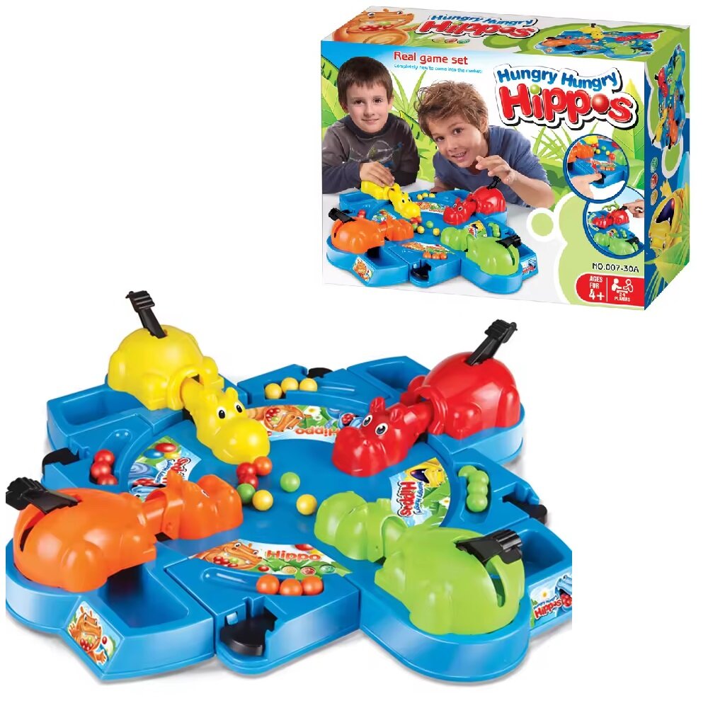 Настольная игра для детей Бегемотики и шарики, Зообильярд накорми бегемотика