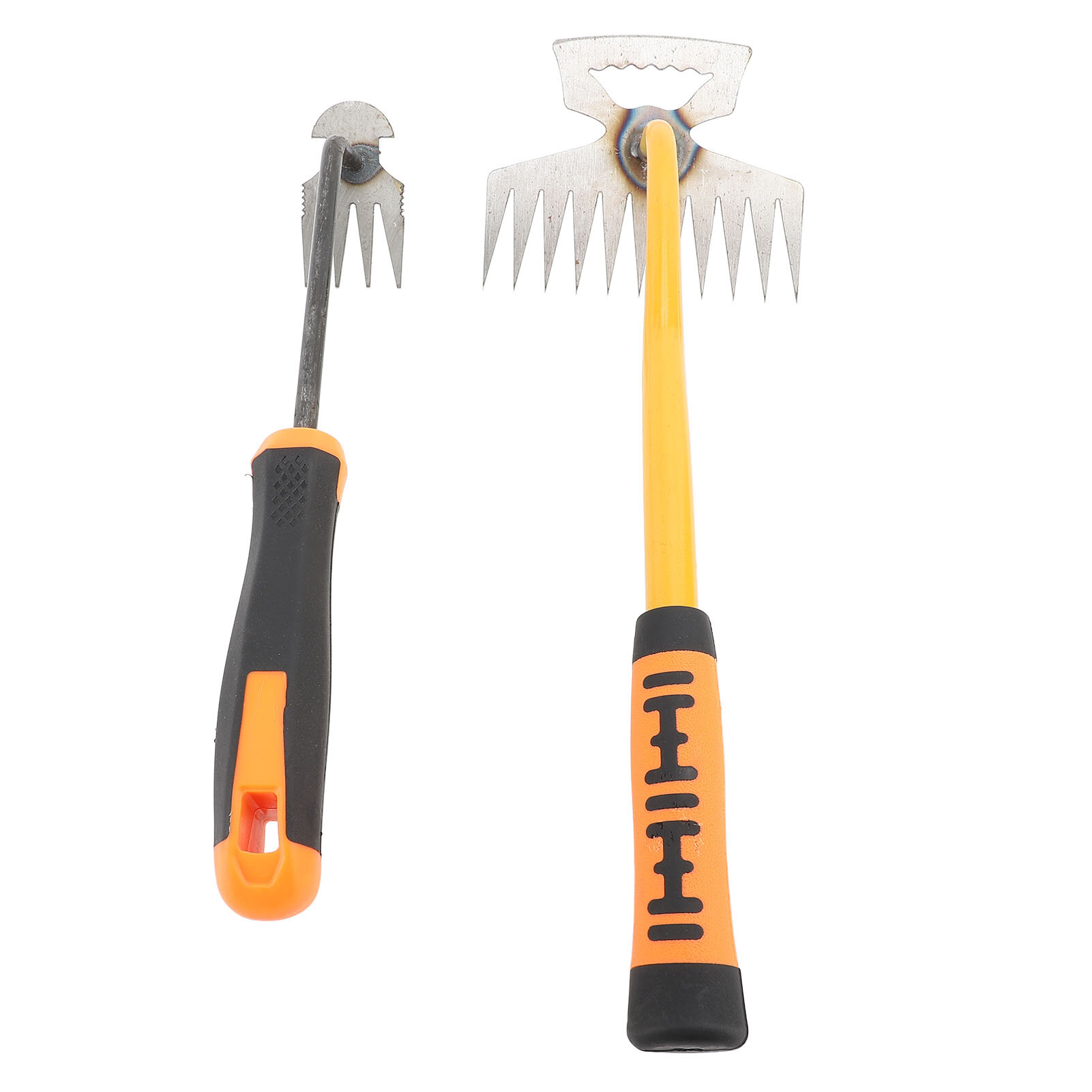 Небольшие садовые грабли для удаления сорняков, инструмент для прополки, 4 зубца, 11 резиновых ручек. Отлично подходят для садоводства, обработки почвы и рыхления.