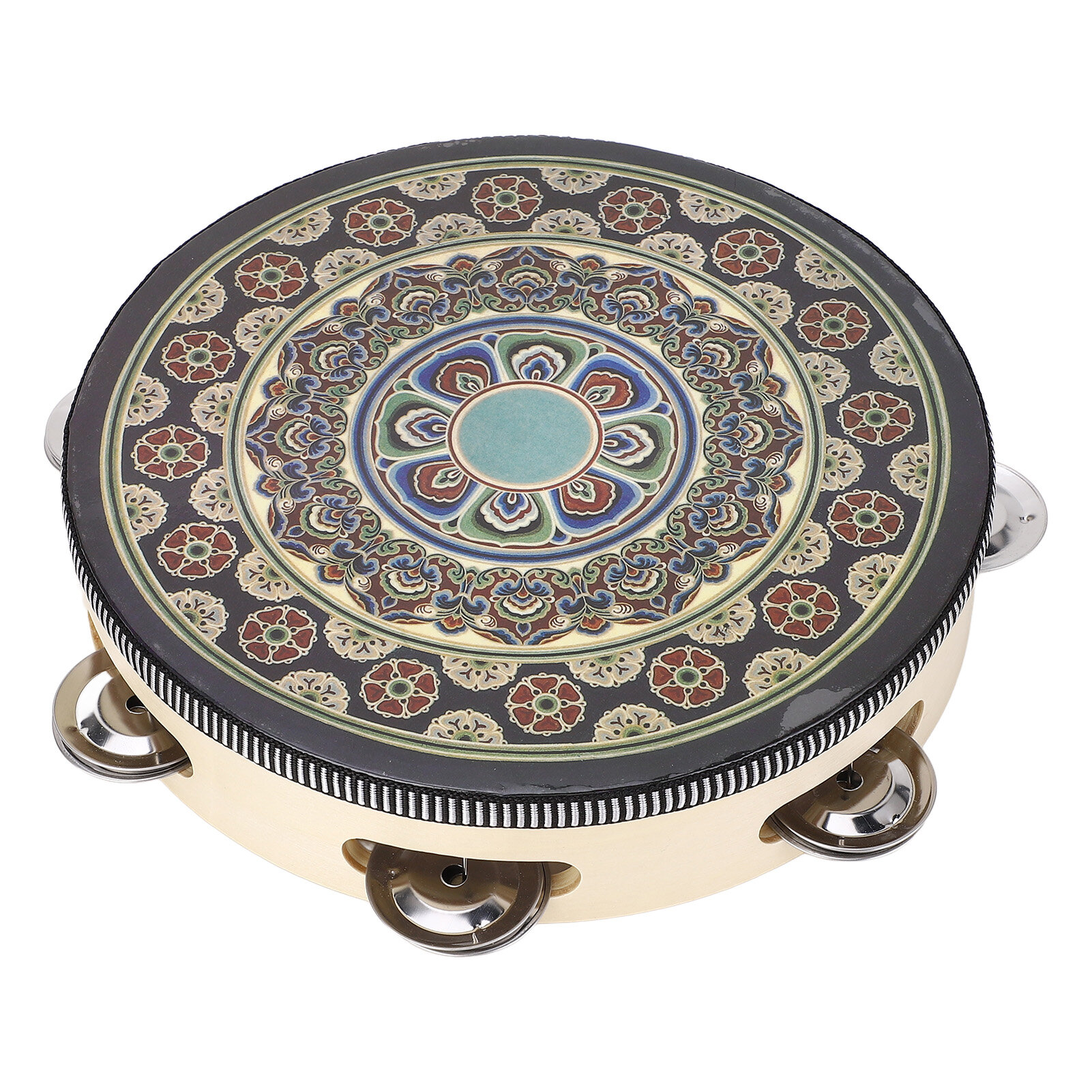 Ручной деревянный тамбурин 8 дюймов джинглы музыкальный образовательный инструмент для взрослых и детей черный цветок