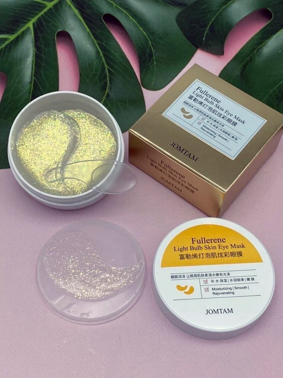 Гидрогелевые омолаживающие патчи JOMTAM с фуллереном и экстрактом красных водорослей (с блестками), 60 шт.