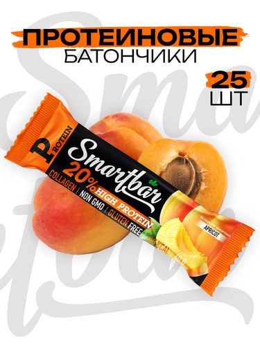 Протеиновые батончики Smartbar Protein 20% "Абрикос в йогуртовой глазури" 40г , комплект - (25шт ...
