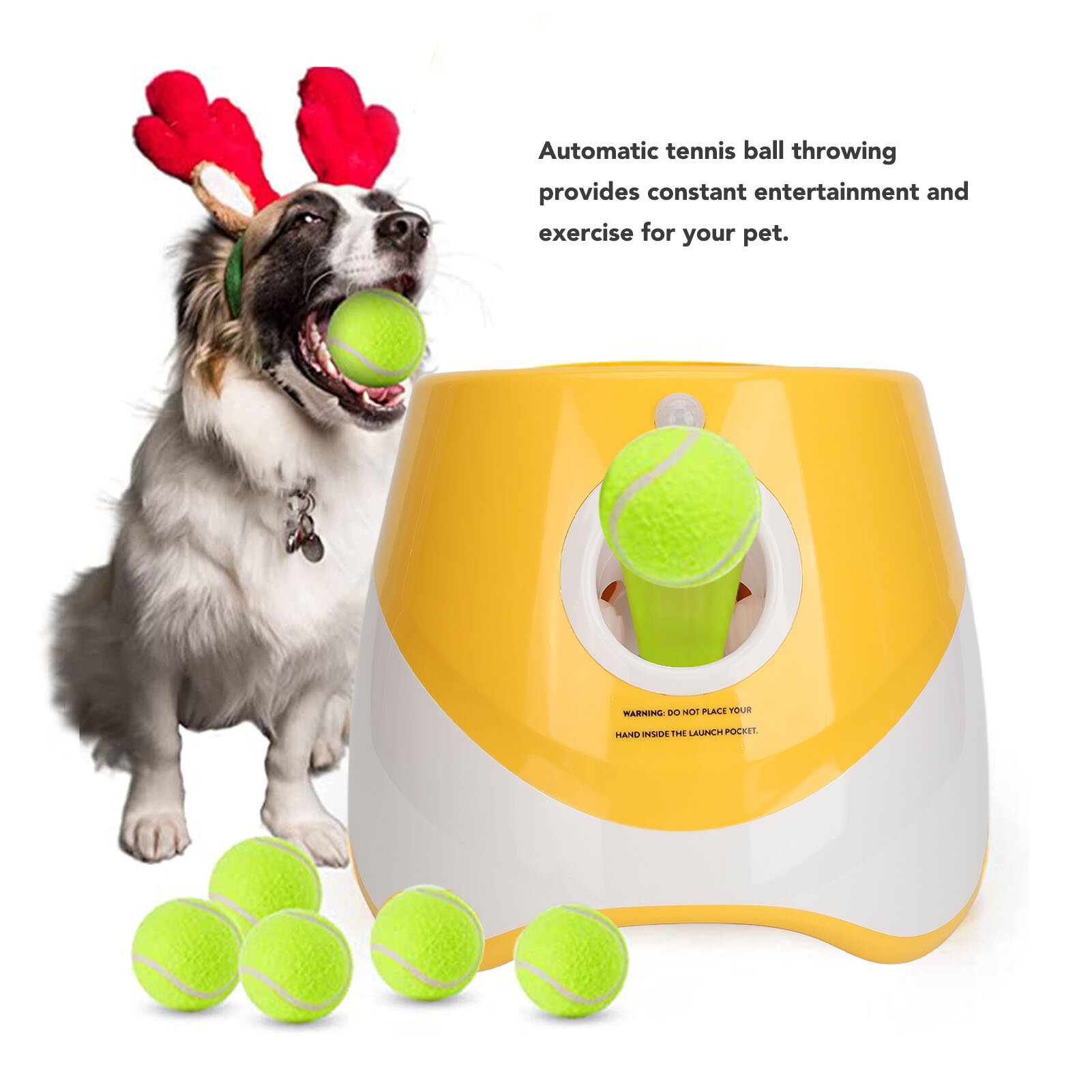 Автоматическая пусковая установка для мячей Интерактивный метатель мячей Простая в эксплуатации игрушечная машина для ловли мяча с 3 дистанциями запуска для маленьких и средних собак