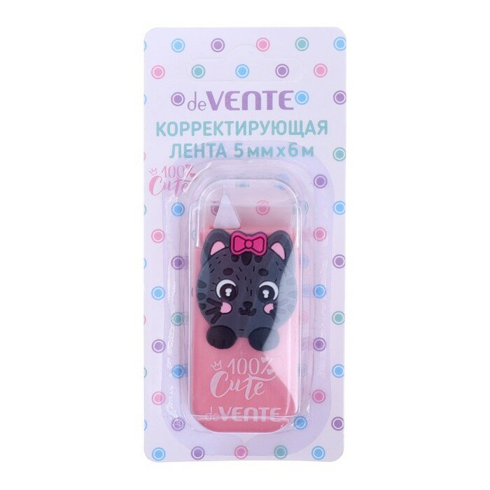 Корректирующая лента deVENTE "100% Cute", Cat, 5 мм, 6 м, регулировка натяжения ленты, фронтальный аппликатор (КРБ4120-209)
