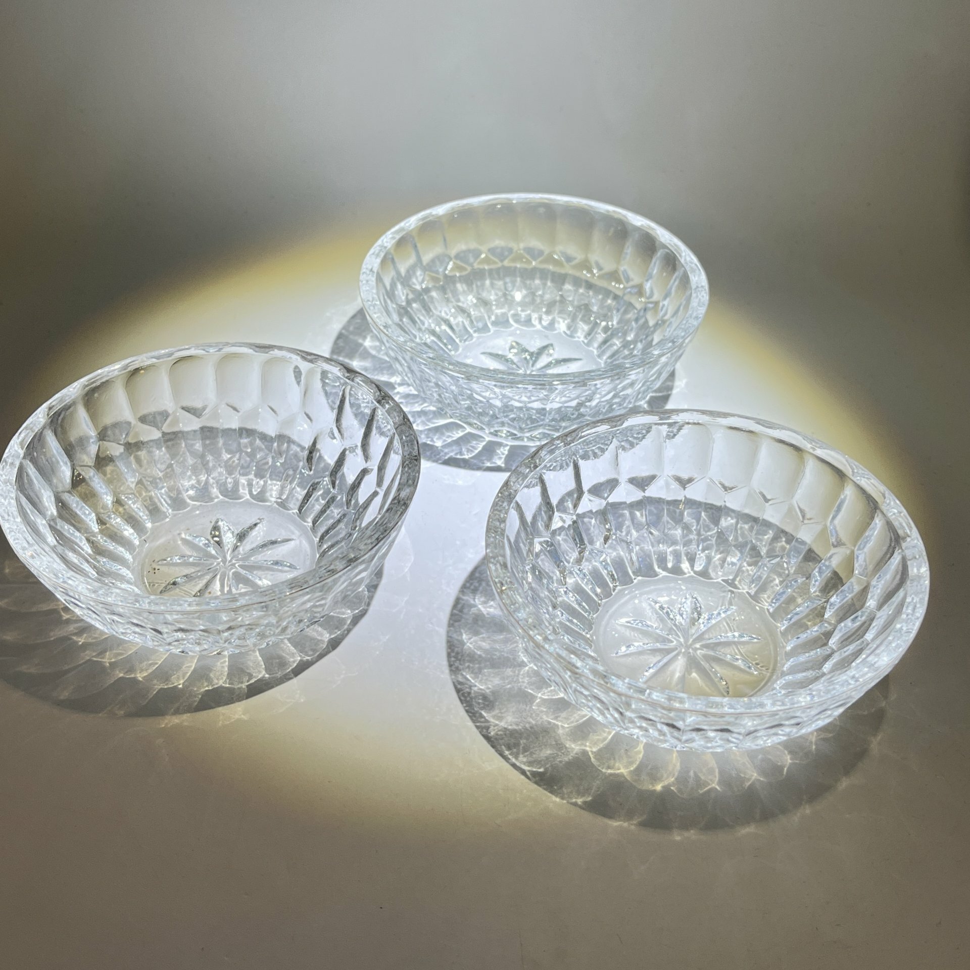 Набор из 3 розеток с резным геометрическим декором, хрусталь, алмазная грань