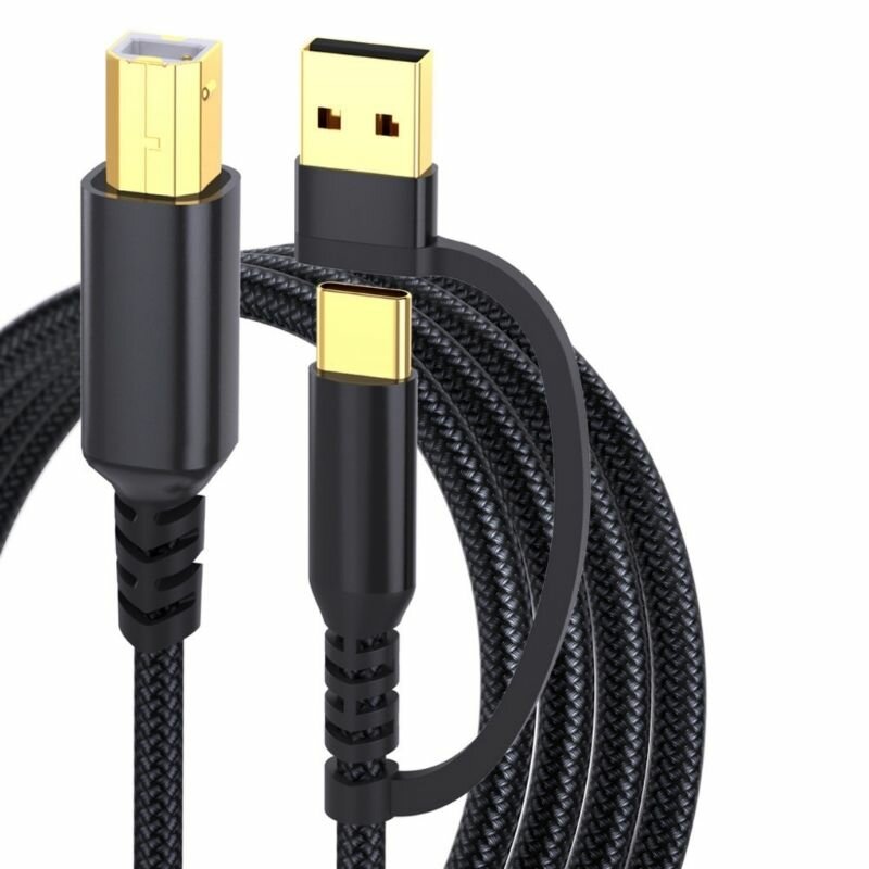 Кабель для передачи данных от USB к принтеру typec 2-в-1-2 м-черный