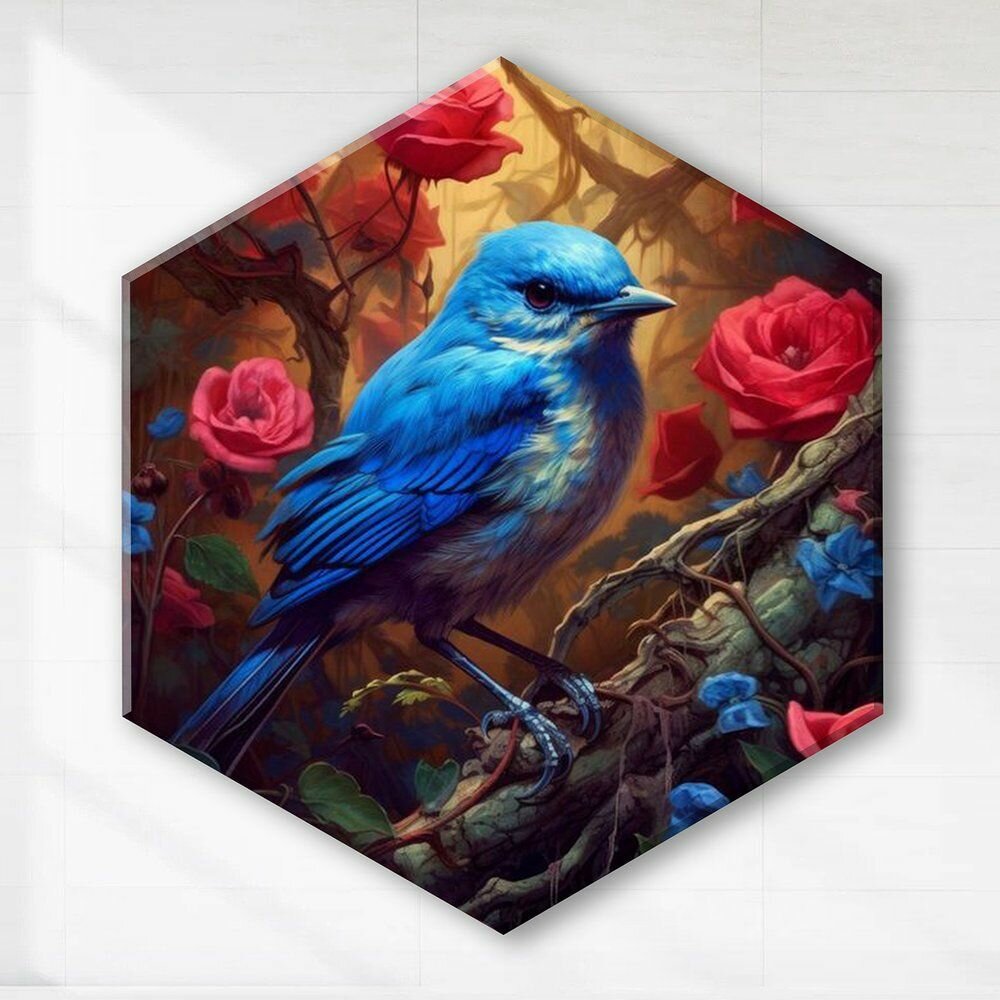 Картина по номерам синяя птица удачи гексагон VHR0007