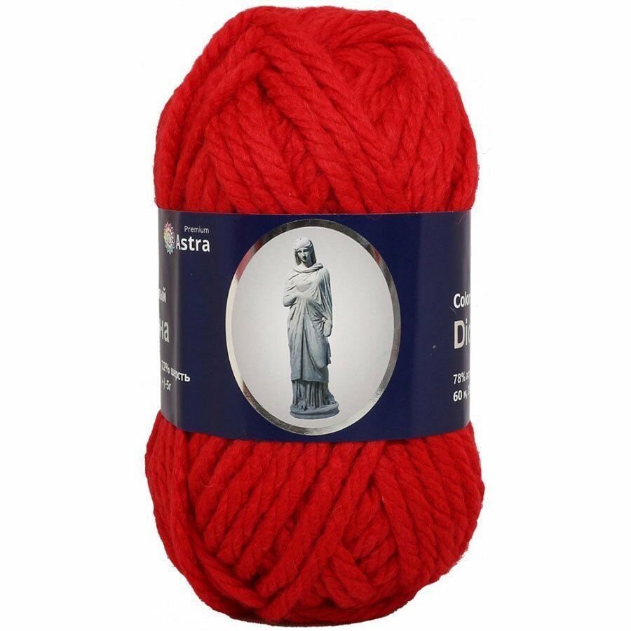 Пряжа Астра диона 12 алый (1 моток)