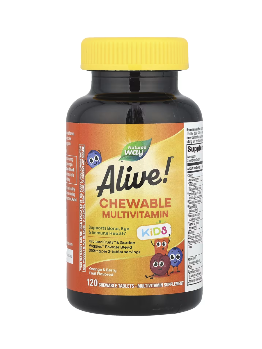 Natures way Alive Chidren multivitamin 120 таблеток Апельсин-Ягоды