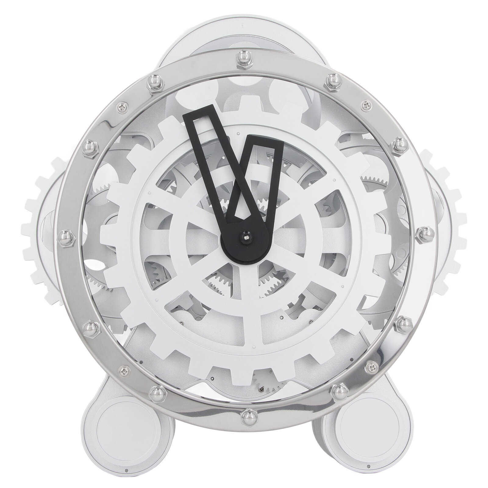 Часы с шестернями на двойной подставке, вращающиеся часы с шестернями, винтажные механические часы в индустриальном стиле из нержавеющей стали, настольное украшение для гостиной.