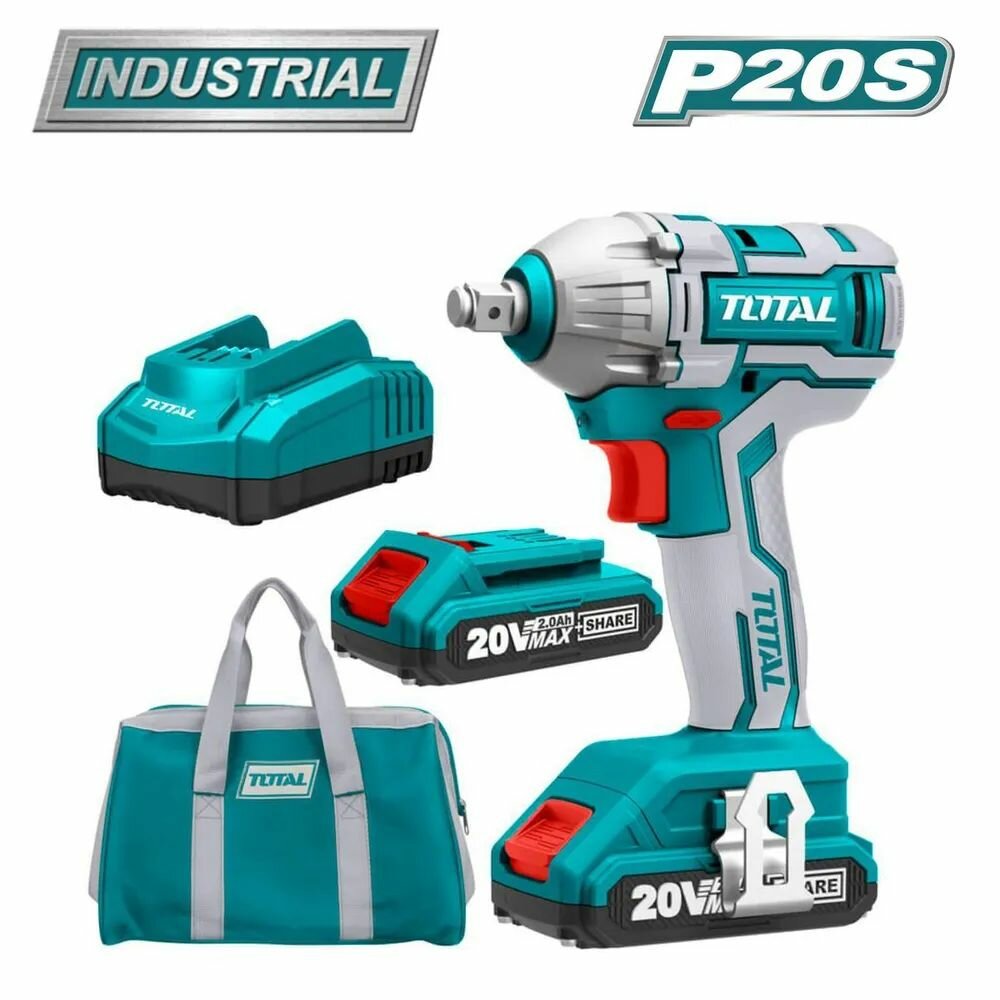 Аккумуляторный ударный гайковерт TOTAL TIWLI2001 Li-ion БМ 20В 2Ач А2