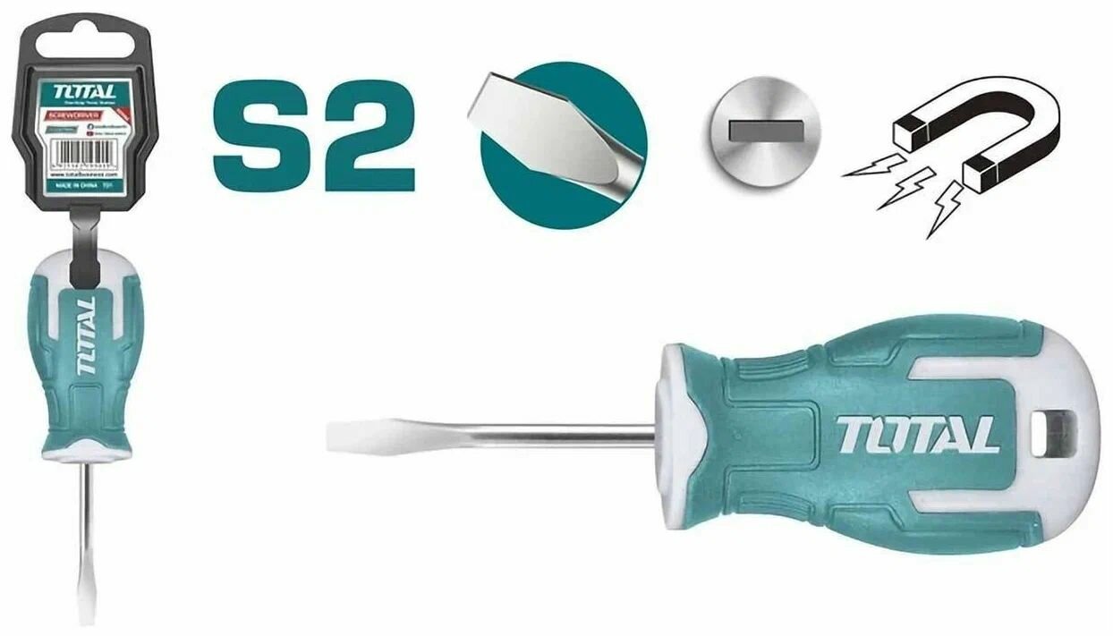 Отвертка шлицевая SL6,5х 38 мм TOTAL THT266038 с магнитным наконечником