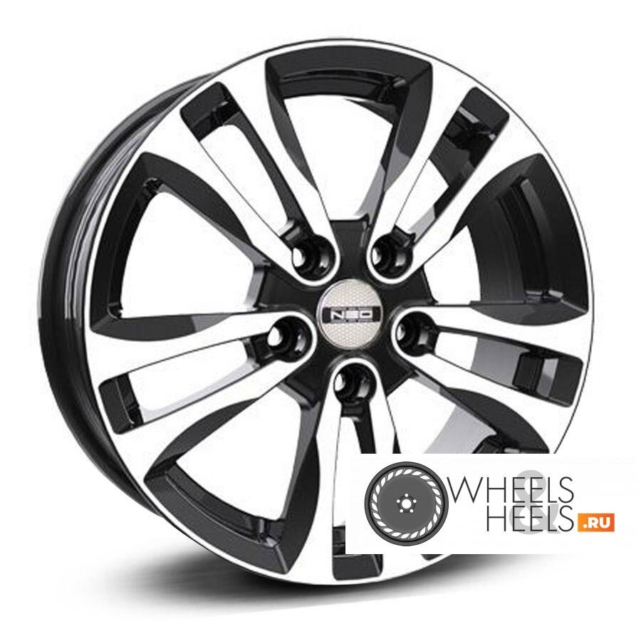 Диск автомобильный литой NEO 658 16x6.5 5x114.3 et45 dia67.1 Черный с полированной лицевой поверхностью