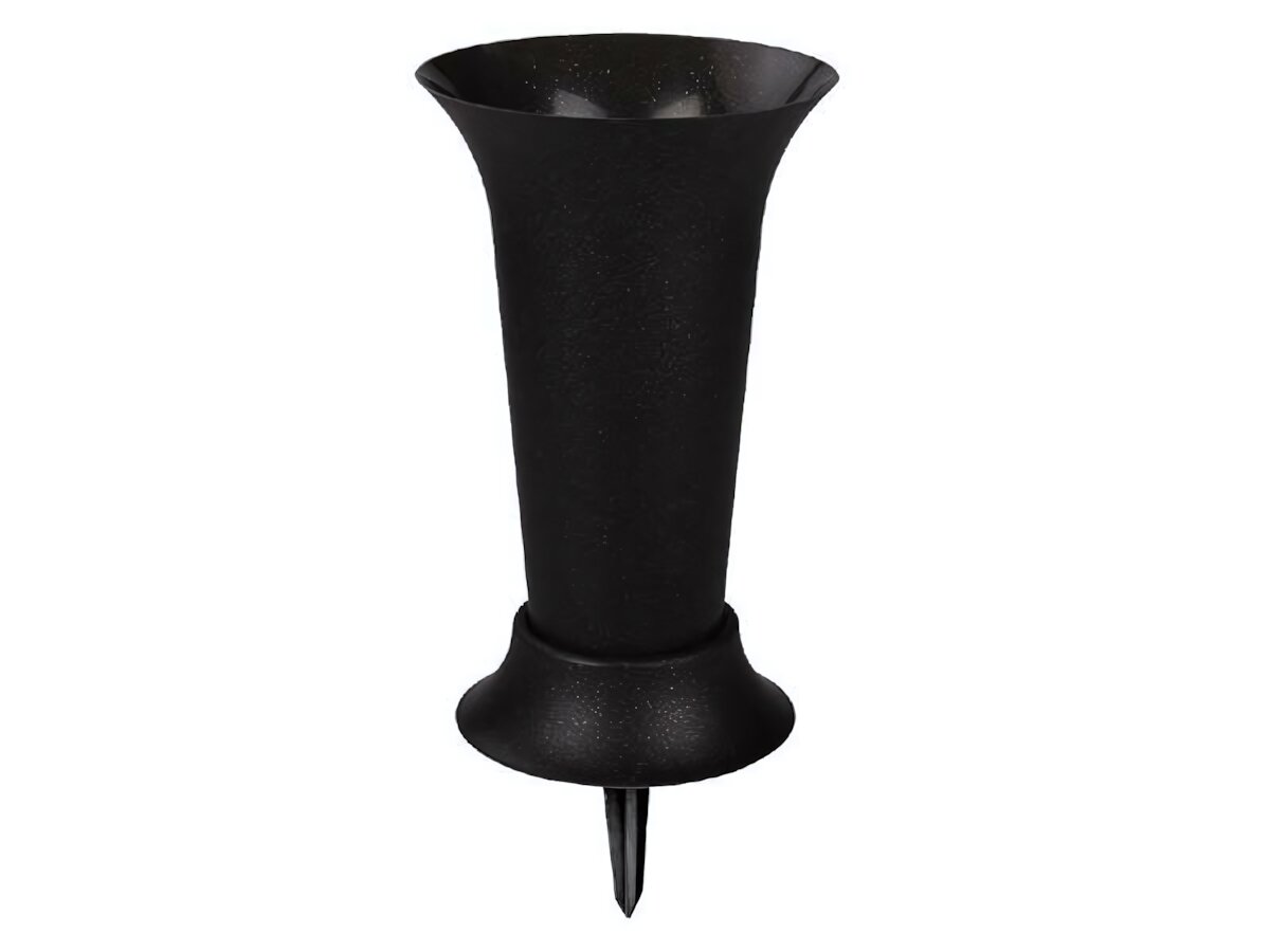Ваза для цветов с колышком черная пластиковая, 20-30 см для декора сада