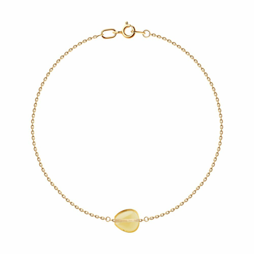 Браслет, красное золото, 585 проба, цитрин