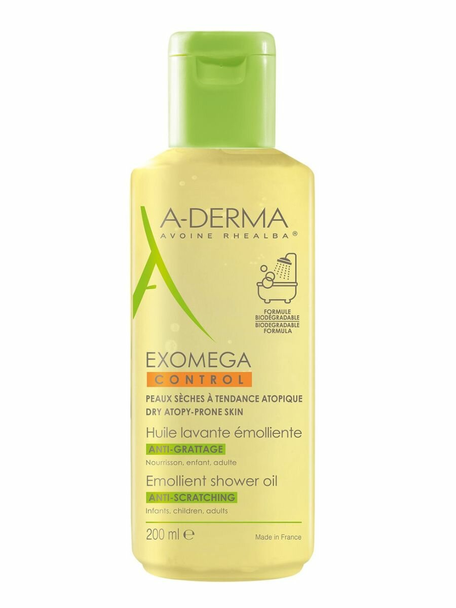 А-Дерма Экзомега Контрол Масло для душа смягчающее (A-Derma Exomega Control), 200 мл
