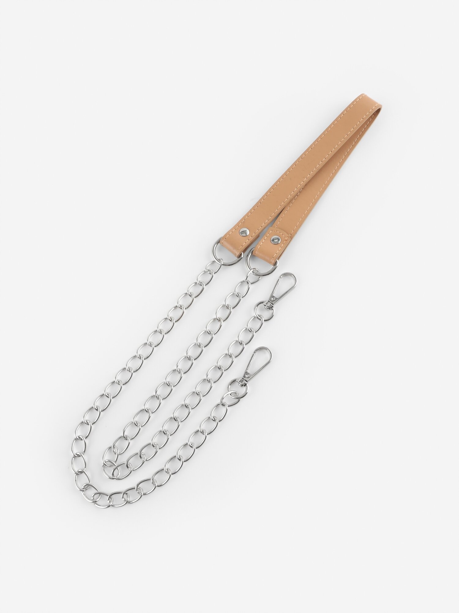 Ручка для сумки, с цепочками и карабинами, 120×1.8 см, бежевая