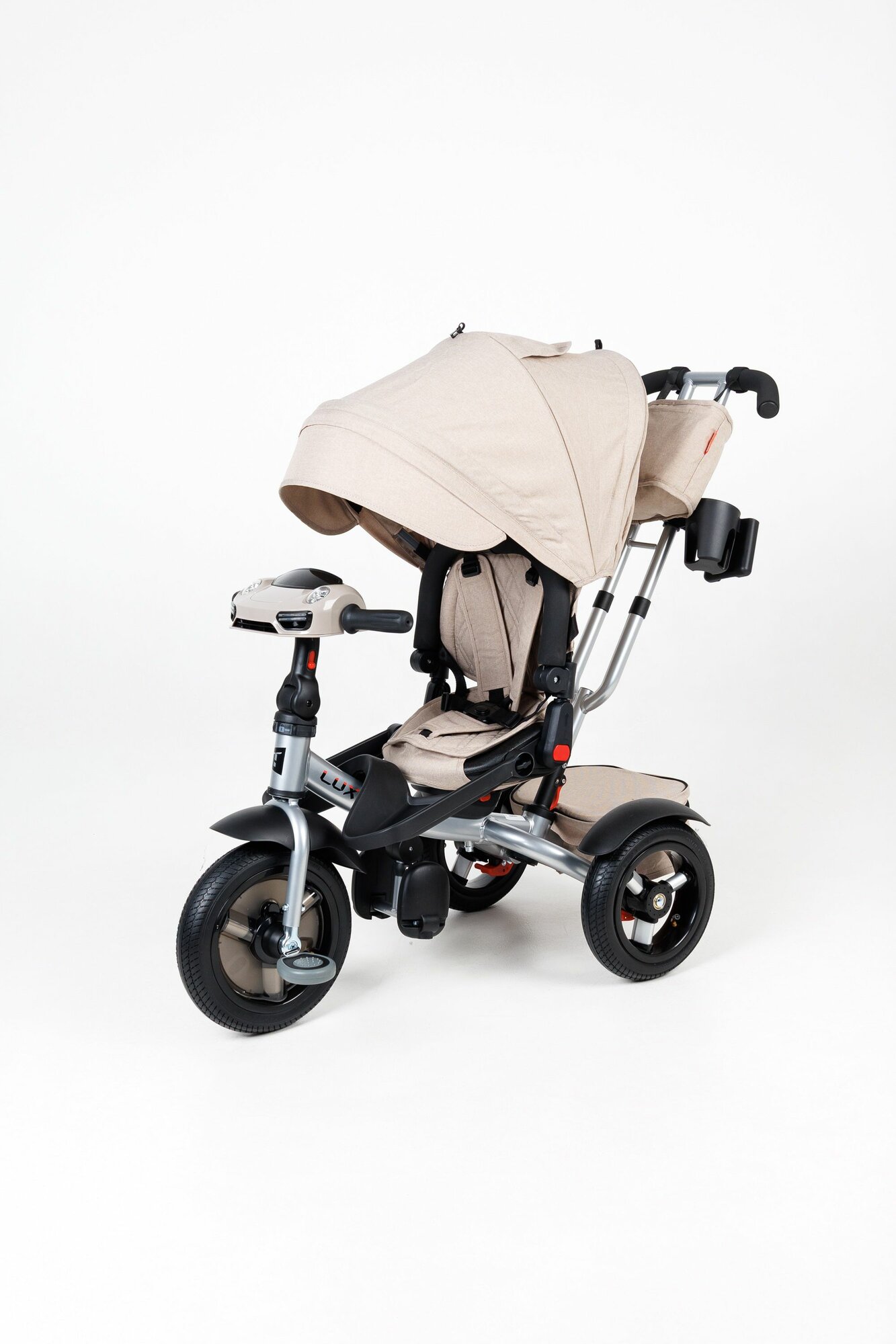 Детский трехколесный велосипед с ручкой Tech Team Luxury Music PRO бежевый 2025