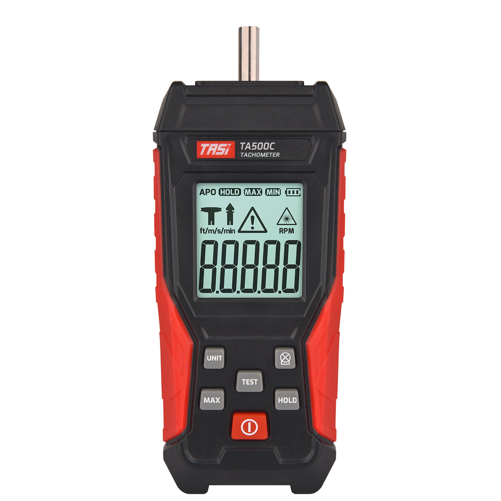 Тахометр TASI, контактный и бесконтактный цифровой тахометр, лазерный фототахометр, 3–100000 об/мин, высокоточный тахометр с подсветкой, функция удержания данных, автоматическое отключение питания.