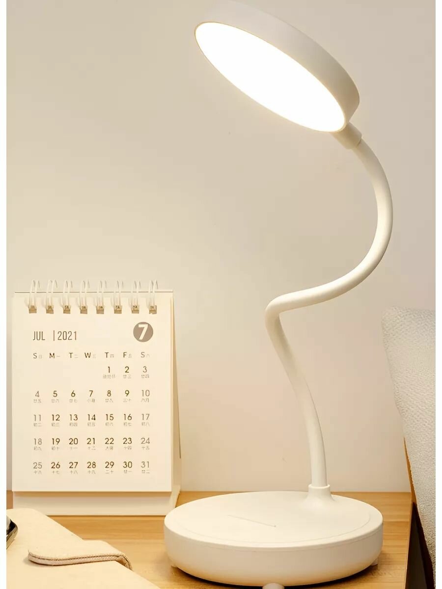 Лампа настольная беспроводная для чтения, шитья, маникюра, 3 режима яркости, USB, белая, для школьника, HL-00004